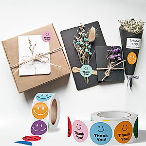 Agwut 2000 Pieces Happy Smile Stickers for Kids,Smile Face Circle Dots Stick Labels,Thank You Sticker, Reward Stickers Supplies for Teachers and Mothers (4 Rolls)