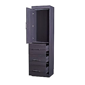 MOEO Twin Size Murphy Bed with Wardrobe and Drawers, Storage Bed, Can be Folded into a Cabinet, Wood Bedframe for Kids and Adults, Bedroom, Dorm, No Box Spring Required, Easy Assembly, Gray