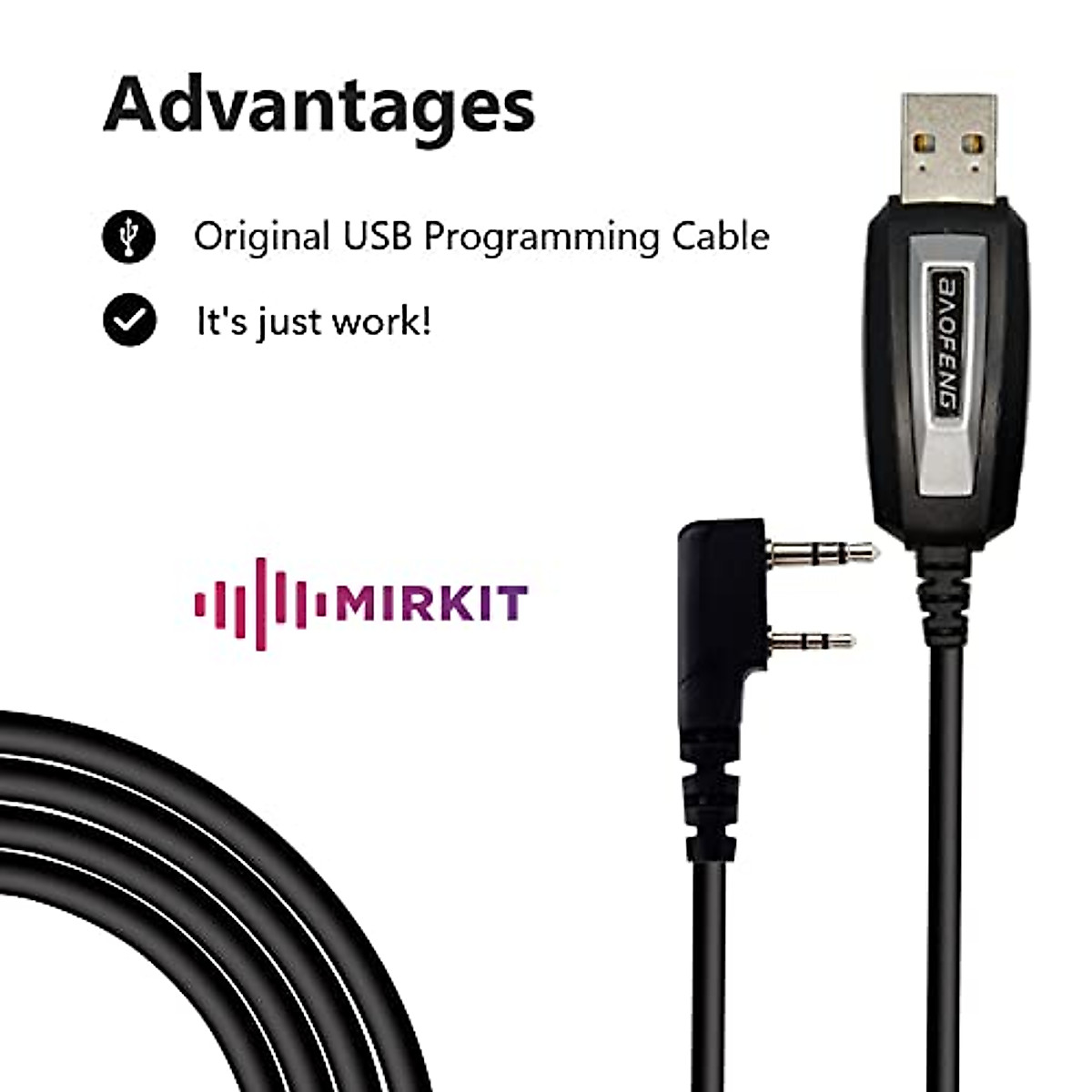 MIRKIT Baofeng Programming Cable for UV-5R and UV-82 for Two Way Ham Portable Radios: UV-5R,5RA,5R Plus,5Re,BF F8HP, BF-888S, UV82HP, 5RX3 and Lanyard