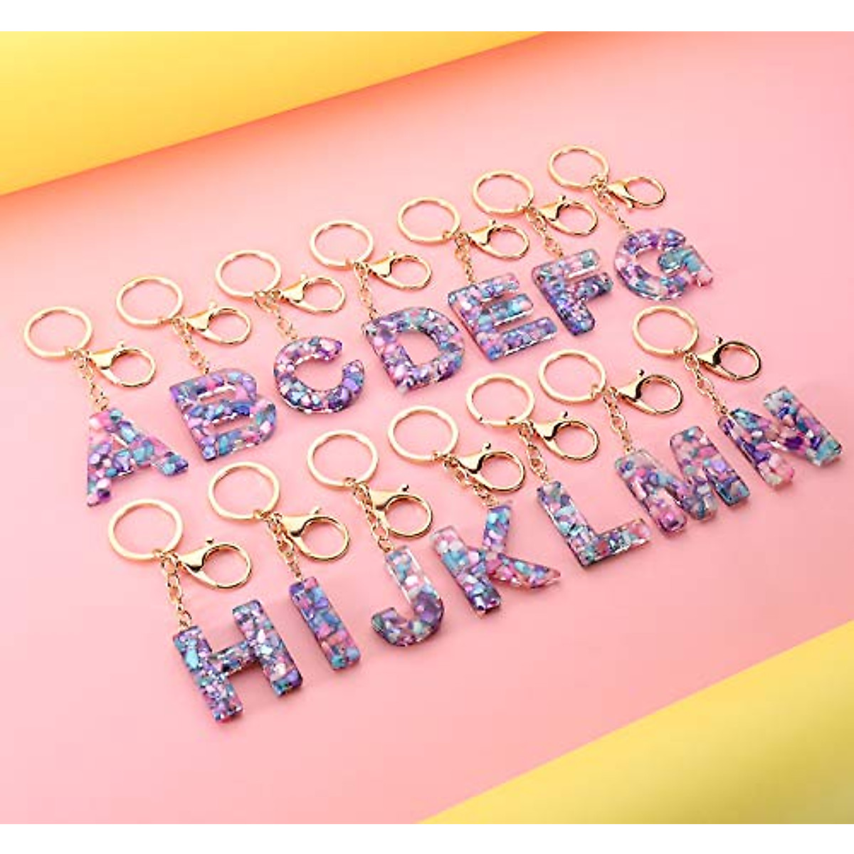 Lenlorry Letter G Keychain Accessories Cute Crystals Keyring Initial Key Ring for Women