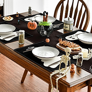 Artoid Mode Boo Ghost Halloween Placemats Set of 6, 12x18 Inch Seasonal Black Holiday Table Mats for Party Kitchen Dining Decoration