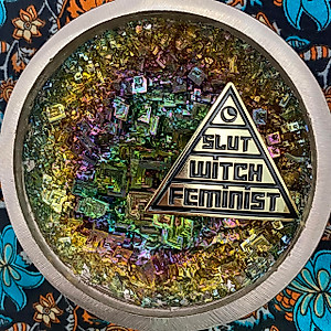 ADHD Witchery. Slut Witch Feminist Antique Brass Huge 2 Inch Pin Enamel Pin. Stamped with Sigil of Hecate On Back. Made For Witchy, Slutty, Freaks & Lovers. Wiccans, Pagans, Trans Witches, Queer Witches, Bi Witches, Intersectional Feminist Activists, Plea
