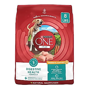 Purina One Plus Digestive Health Formula Dry Dog Food Natural with Added Vitamins, Minerals and Nutrients - (Pack of 4) 8 lb. Bags