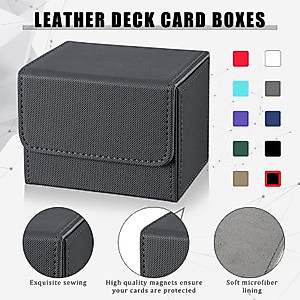 Vicenpal 10 Pieces Leather Deck Game Card Box Magnetic Card Game Box Case for 100 Plus Playing Cards, Card Storage Box Compatible with MTG Commander Decks