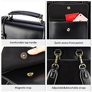 ECOSUSI Laptop Backpack for Women PU Leather Backpack Vintage for Laptop 15.6 inches School Bag College Bookbag, Brown