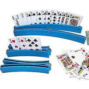 BRADYS HOUSE Card Holder for Playing Cards Foldable 4 Pieces | Plastic Playing Card Holders for Kids Adults & Seniors | 13 Inches Curved Game Card Organizer Holder Racks