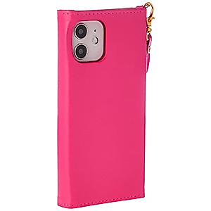Glow Co, Ltd. 405-1-02 iPhone 12 with Strap, Multi-Functional Storage, Notebook Type Case, Magenta, Tempered Glass & Stylus Pen Included