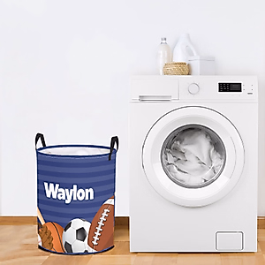 Personalized Laundry Basket Hamper,Ball Sport 11,Collapsible Storage Baskets with Handles for Kids Room,Clothes, Nursery Decor