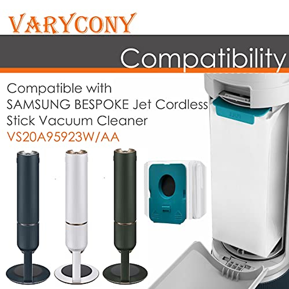 VCA-ADB95 Bespoke Jet Clean Station Dust Bag Compatible with Samsung VCA-ADB95 Bespoke Jet Clean Station Vacuum Accessories Parts, VS20A95923W/AA 6 Pack