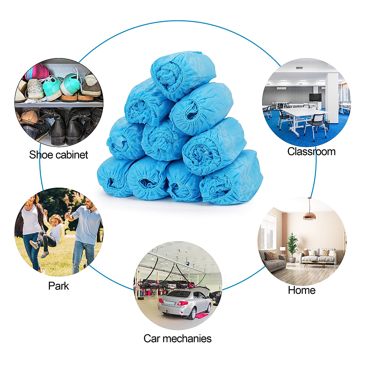 Disposable Shoe Cover - 100 Pack (50 Pairs), Non Woven Fabric Waterproof Non-slip Boot Cover for Indoor Outdoor