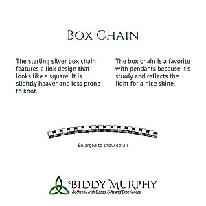 Biddy Murphy Shamrock Sterling Silver Green Enamel Charm Necklace, Sturdy 18" Box Chain, Lucky Irish Gift, Celtic Jewelry, Imported from Ireland