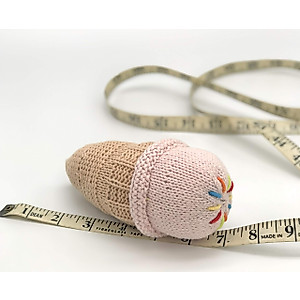 Pebble | Handmade Ice Cream Cone Baby Rattle with Sprinkles—Pink/Strawberry | Knitted Baby Toy | Fair Trade | Play Food | Machine Washable