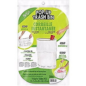 Flings® Bin Disposable Trash Can for Parties - 13 Gallon Plastic Pop Up Garbage Can (1 Pc) Perfect Solution for Waste at Events and Parties - White