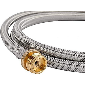 HYDDNice 6FT Propane Hose with Gauge Stainless Steel Braided Propane Hose Converts 1lb Portable Appliances to 5-40lbTank,for Propane Stove, Heater, Tabletop Grill