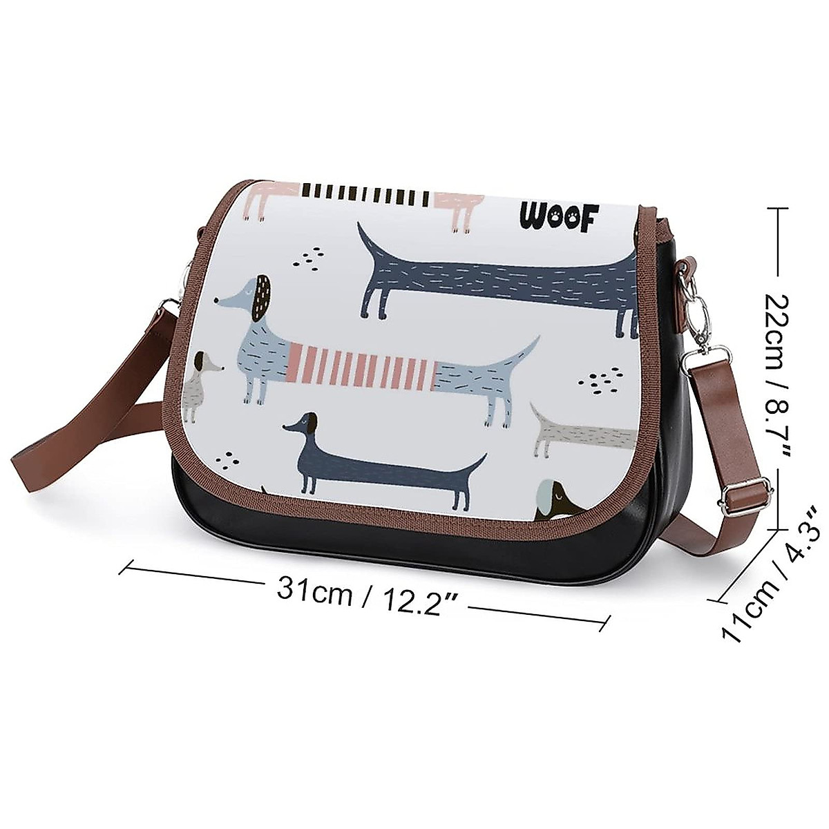 delayer Satchel Bag For Women Scandinavian Dachshund Dogs Waterproof Leather Crossbody Handbag Messenger Bag For Ladies