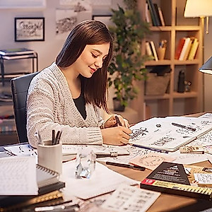 ARTEZA Hand Lettering Pens, 12-Piece Calligraphy Set for Beginners, 5 Micro-Line Pens, 2 TwiMarkers, Gel Pen, Bullet Marker, Pencil, & Eraser, Art Supplies with a Guidebook