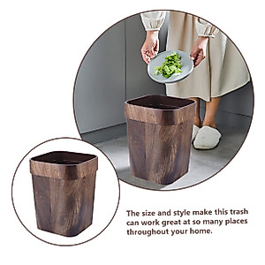 Holibanna Retro Trash Can Imitation Wood Grain Trash Can Square Wastebasket Decorative Rectangular Trash Containers Black Garbage Can Car Trash Can with Lid Bins with Lids Trash Can Kitchen