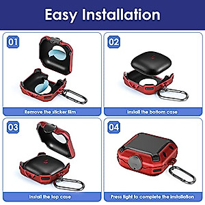 NUOMIJIO Case for Beats Fit Pro 2021 with Secure Lock Full Body Shock-Absorbing Anti-Scratch Hard Shell Protective Cover Compatible with Beats Fit Pro with Keychain (Red)