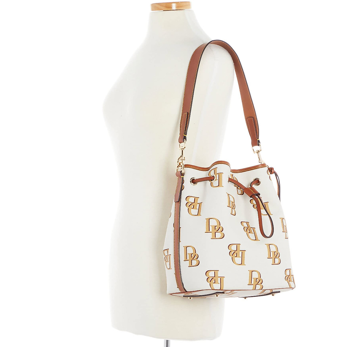 Dooney & Bourke Handbag, Monogram Drawstring - Beige