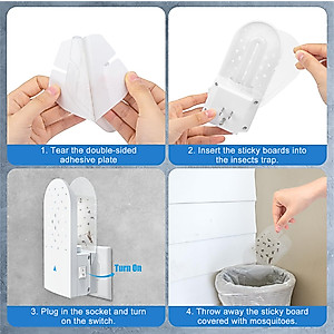 Stingmon Fruit Fly Traps for Indoors, Plug-in Fly Trap Indoor with UV Light, Flying Insect Trap Mosquito Catcher Killer for Gnat, Moth, Flies with 5 Pcs Glue Boards