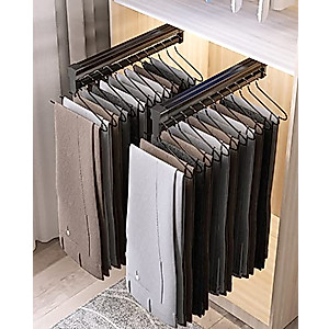 Extendable Clothes Rail Black, Pull Out Pant Hangers Closet Rod Adjustable 26-61cm Wardrobe Rail Clothes Rack,Load- Bearing 25kg (Size : 26cm/10.2in)