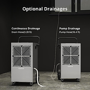 Kesnos 155 Pints Commercial Dehumidifier with Pump – Dehumidifier with Drain Hose and 24 Hr Timer in Large Space Up to 7500 Sq. Ft. – Ideal for Basements, Industrial Spaces and Job Sites
