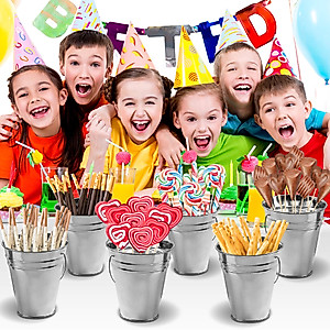 ArtCreativity Large Galvanized Metal Buckets with Handles, 4.5" W x 5" H, 12 Pack, Metallic Pails for Party Favors, Rustic Wedding Decoration, Centerpieces for Party, Ice Bucket, Vase, Garden Planters