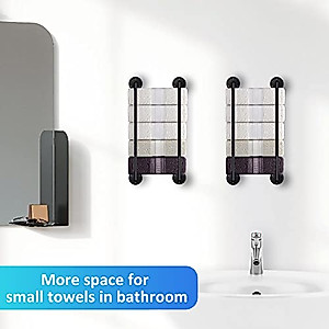 FUMAX 2 Set Towel Rack, Wall Mounted Metal Towel Shelf, Bathroom Storage Organizer for Towels, Washcloths, Bathrobe, Hand Towel (Round)