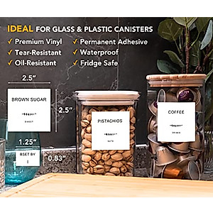 180 Kitchen Pantry Labels for Food Storage Containers, Preprinted Minimalist Food Labels for Jars, Waterproof Black Script Jar Label Stickers for Organization and Storage