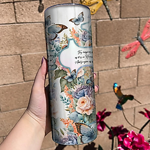 CERMELUS The Lord's Prayer 20oz Skinny Tumbler, Stainless Steel Double Wall Insulated Cup With Lid And Straw Multi, Bible Christian Tumbler, Gifts for Women, Mom, Daughter, Friends