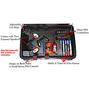 Case Club Gaming Station fits PlayStation 4 & PS4 Slim/Pro. Portable with Built-in 24" 1080p Monitor, Storage for Controllers, Games, and Included Speakers (PS4 & Accessories Not Included) Gen 2