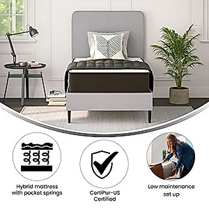 Flash Furniture Dream 10 Inch Hybrid Mattress, Twin Size High Density Foam and Innerspring Mattress in a Box, CertiPur-US Certified Foam