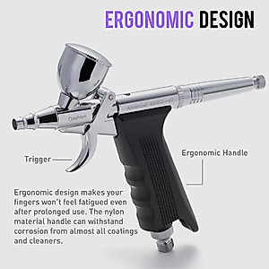 Gaahleri Airbrush Kit, Airbrush Gun Dual Action Gravity Feed Set, 0.38 & 0.5mm Needles, 1/2 & 1/4 OZ Fluid Cup, Multi-Purpose Air Brush Makeup Model Coloring Painting Nail Art Tattoo