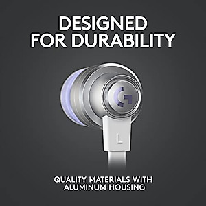 Logitech G333 Gaming Earphones with Dual Audio Drivers, in-line mic and Volume Control, Compatible with PC/PS/Xbox/Nintendo/Mobile with 3.5mm Aux or USB-C Port - White (Renewed)