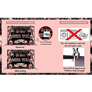 Retirement Farewell Party Backdrop We Will Miss You Rose Gold Glitter Balloon Photography Background Goodbye Going Away Retirement Bye Office Work Graduation Party Decoration 7x5FT