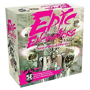 Epic Encounters: Tower of The Lich Empress RPG Fantasy Roleplaying Tabletop Game with Huge Boss Miniature, Double-Sided Game Mat, & Game Master Adventure Book with Monster Stats, 5E Compatible