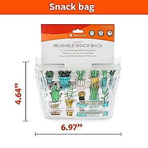 Full Circle Ziptuck Reusable Snack Bags – Multi-Use Leak-Free Food-Safe Storage Bags – BPA-Free – Set of 2, Cactus Party