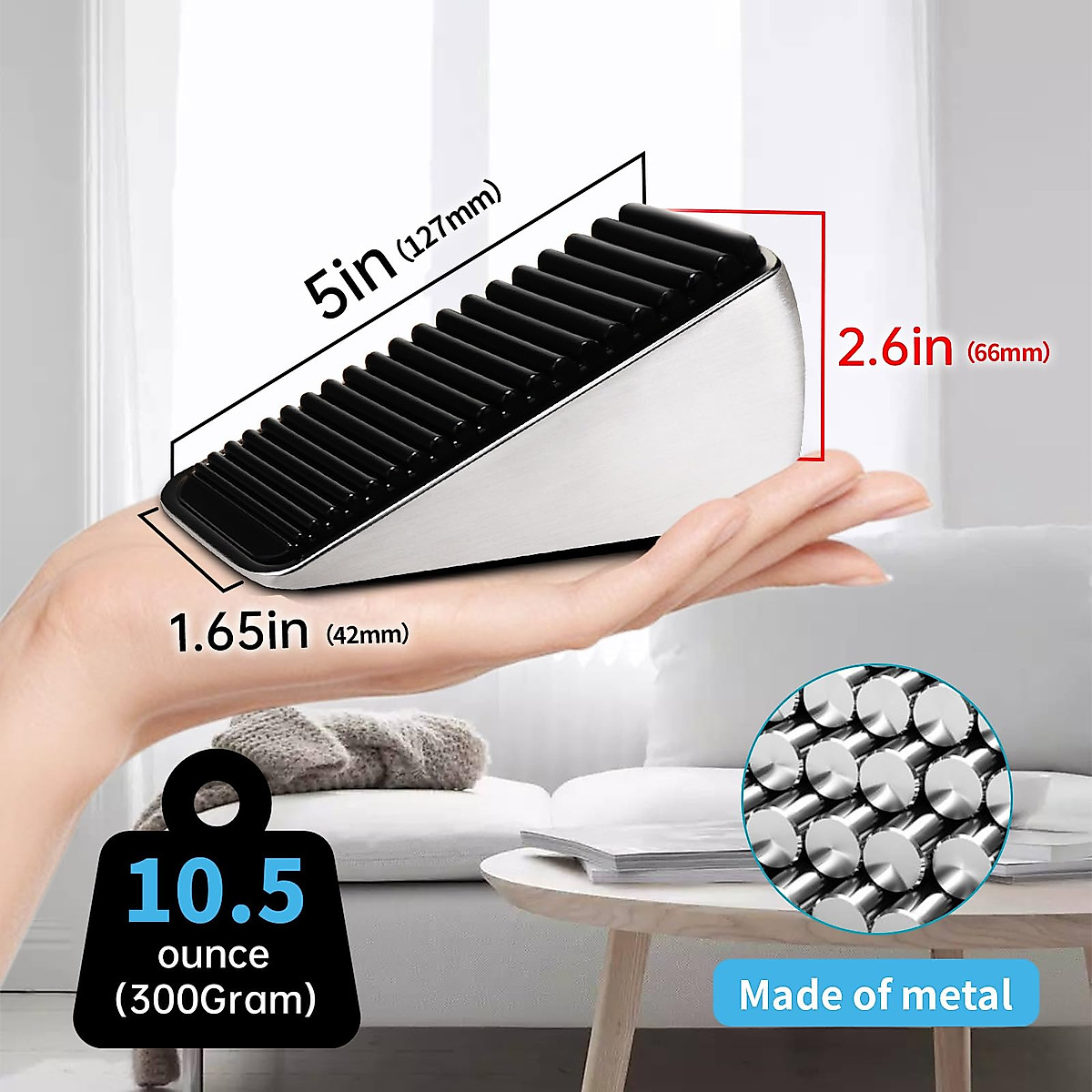 AIMAXINKE Strongest Large Door Stopper - Heavy Duty Tall Door Stop Wedge Door Stoppers for Bottom of Door, Tall up to 2.6 In Doorstop Zinc Alloy and Silicone Made Suits Any Heavy Door Any Smooth Floor