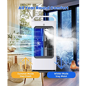 XAMATTS Portable Air Conditioners, 1700ml Evaporative Air Cooler with Remote, 120° Oscillating Mini Air Conditioner Portable with 3 Speeds & 1-7H Timer, Portable AC Unit for Bedroom Room Office Desk…