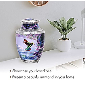 HLC Handcrafted Humming Bird Urn for Human Ashes - Adult Funeral Cremation Urn Handcrafted - Affordable Urn for Ashes (Adult (200 lbs) – 10.5 x 6 “, Decorative Cremation Urn)