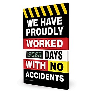 ComplianceSigns.com We Have Proudly Worked__ Days With No Accidents Digital Safety Scoreboard, 28x20 inch Aluminum