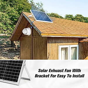 blessny Solar Powered Exhaust fan, 20W Solar Panel + 8" High Speed Ventilation Vent Fan for Outside Greenhouse, Chicken Coop, Shed, Pet House, Attic