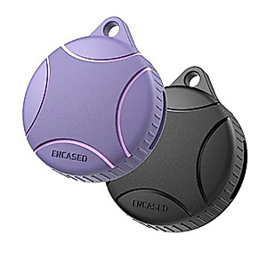 Encased Waterproof Airtag Case Compatible with Apple Airtag Keychain Holder Black Purple - 2 Pack