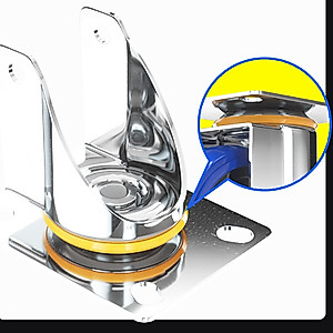 Swivel Casters Wheels 4pcs, Silent Caster for Furniture, Moving Caster Wheels Swivel Wheels, Heavy Duty Caster Wheels, Premium Polyurethane No Noise Wheels for Furniture and Cart, Blue Castor Wheel (