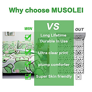 MUSOLEI 7 Piece Frog Comforter Set Frog Bedding for Kids Boys and Girls Frog sheets set Frog Bedding set Twin Size Bedding Sets for All Season (1 Comforter, 1 Flat Sheet, 1 Fitted Sheet, 4 Pillowcase)