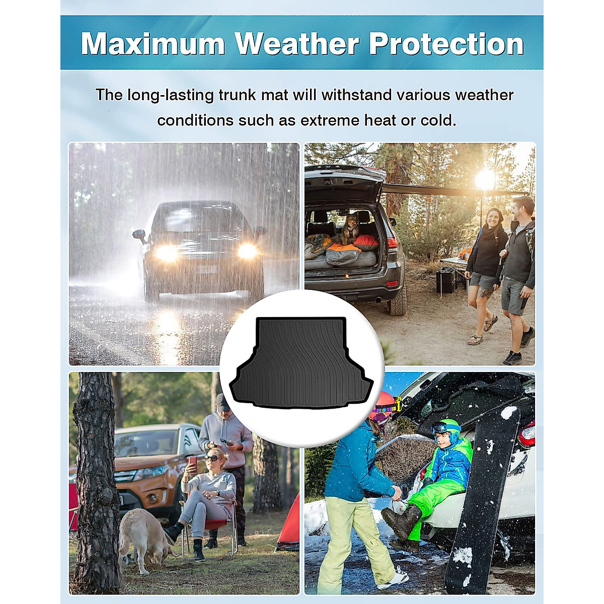 Mixsuper Custom Fit Cargo Liner for 2015-2023 Ford Mustang Coupe (Fits Models Without Subwoofer in Cargo Area) All Weather Rear Trunk Liner Cargo Mat for Mustang Accessories (Not Fit Mach-E)