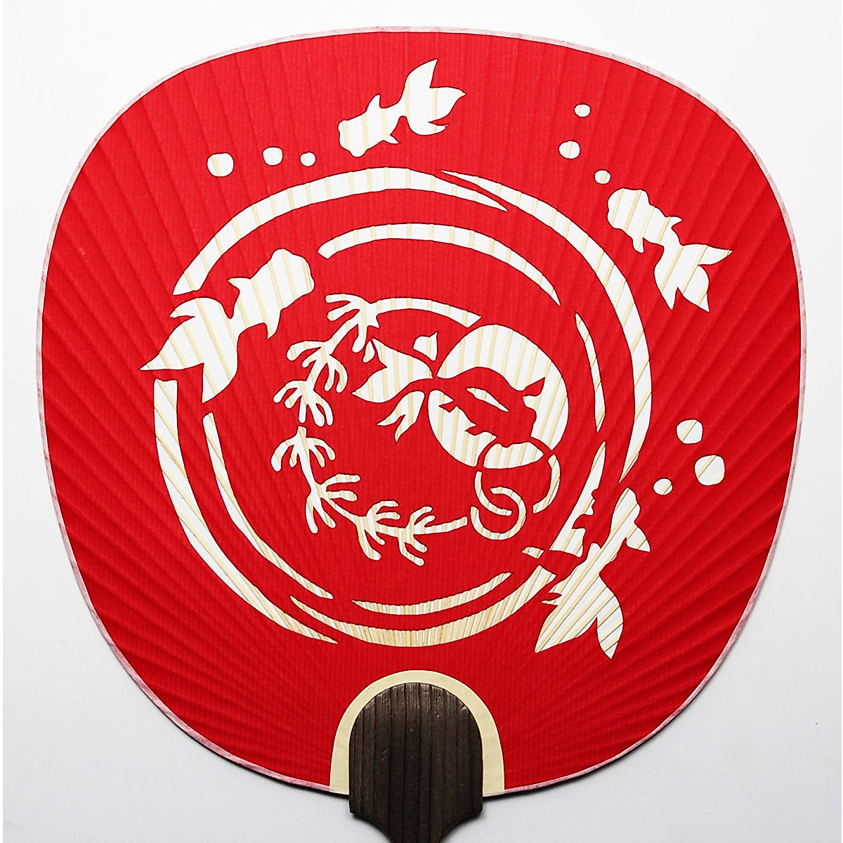 Maruzen Fan Nagomi Red, Approx. 14.6 x 9.4 x 0.4 inches (37 x 24