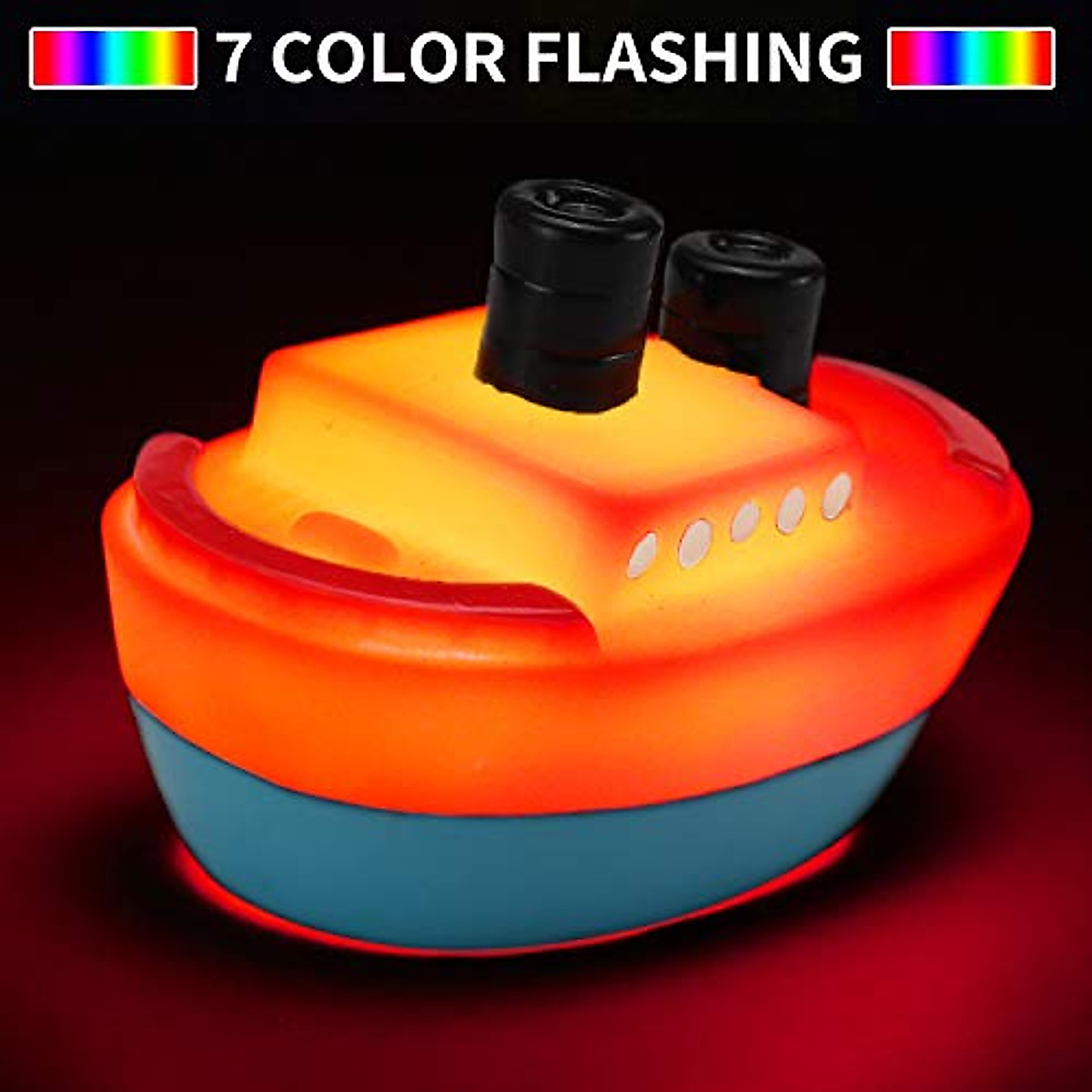 Bath Toys, 6 Packs Light up Boat Floating Rubber Set, Flashing Color Changing Light in Water, Tub Gift for Baby Infant Toddler Child Kid, Bathtub Ship Toy for Bathroom Shower Game Swimming Pool Party