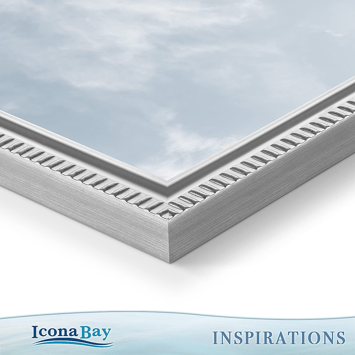 Icona Bay 5x7 Silver Picture Frame Beautifully Detailed Molding, Contemporary Picture Frame Set, Wall Mount or Table Top, Inspirations Collection