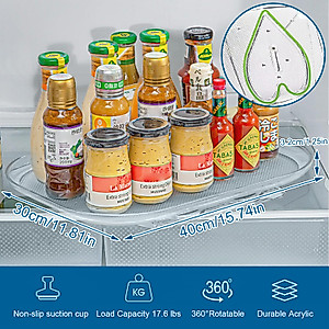 Square Lazy Susan Turntable Organizer for Refrigerator, 360°Rotate Rectangle Turntable Organizer and Storage, 15.7in Clear Lazy Susan for Cabinet, Kitchen, Pantry, Refrigerator